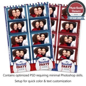 Classic Baseball 4-up Strips Photo Booth Template