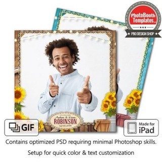 Country Sunflowers Square (iPad) Photo Booth Template