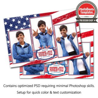 Stars And Stripes Postcard Photo Booth Template