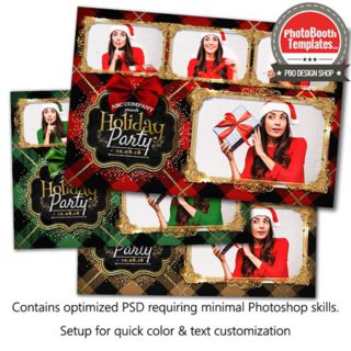 Holiday Flannel Postcard Photo Booth Template