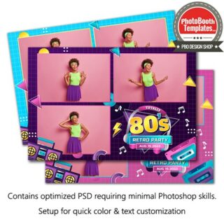 80s Retro Party Postcard Photo Booth Template