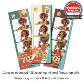 70s Retro Party 3-up Strips Photo Booth Template