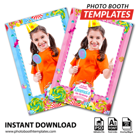 Sweet Candy Land Portrait Photo Booth Templates