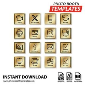 Geometric Valentine Buttons Photo Booth Templates