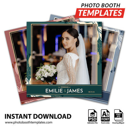 Graphic Floral Wedding Square Photo Booth Templates