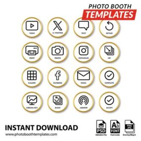 Metallic Glitter Buttons Photo Booth Templates