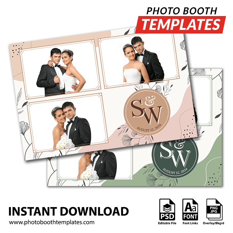 Floral Harmony 3-pose Postcard Photo Booth Templates