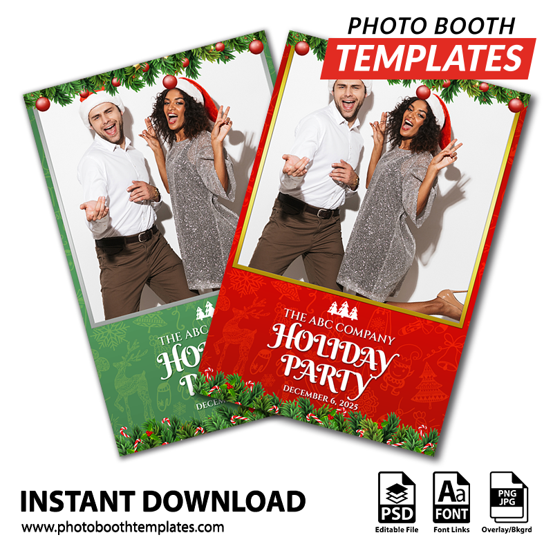 Holiday Garland IPad Portrait Photo Booth Templates