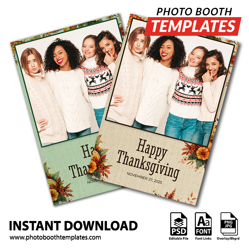 Cozy Thanksgiving IPad Portrait Photo Booth Templates
