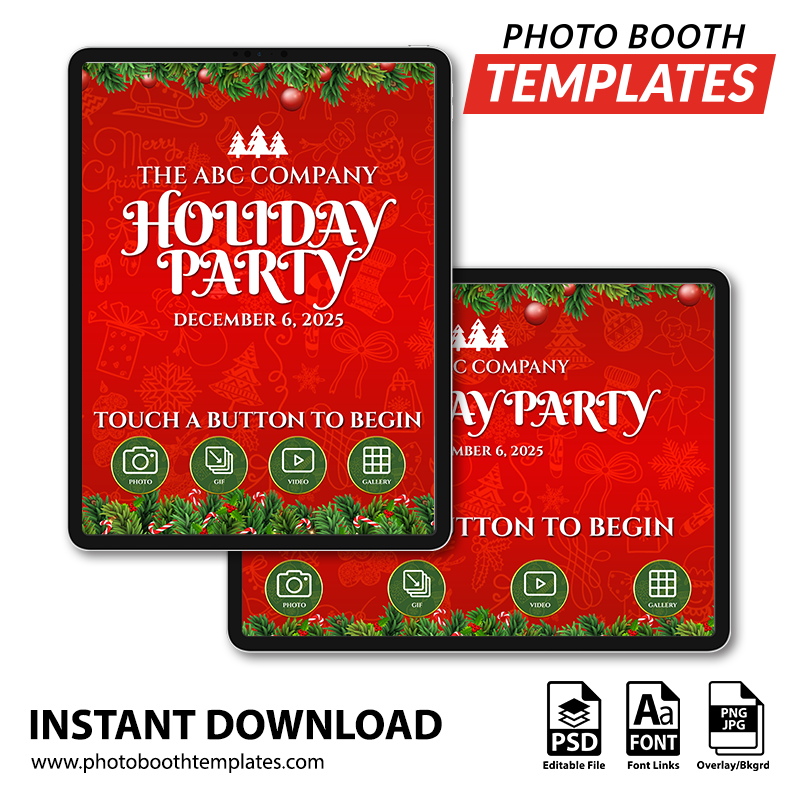 Holiday Garland IPad Welcome Screens Photo Booth Templates