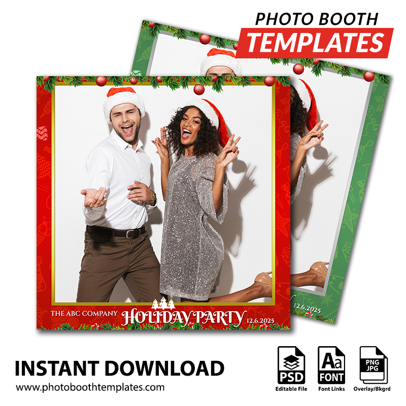 Holiday Garland Square Photo Booth Templates