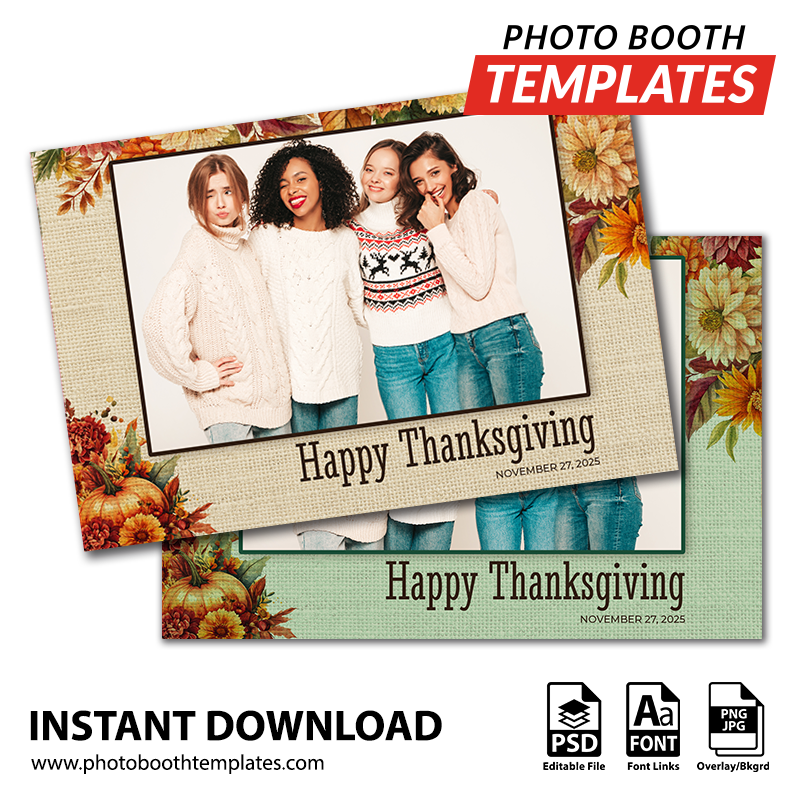 Cozy Thanksgiving Postcard Photo Booth Templates