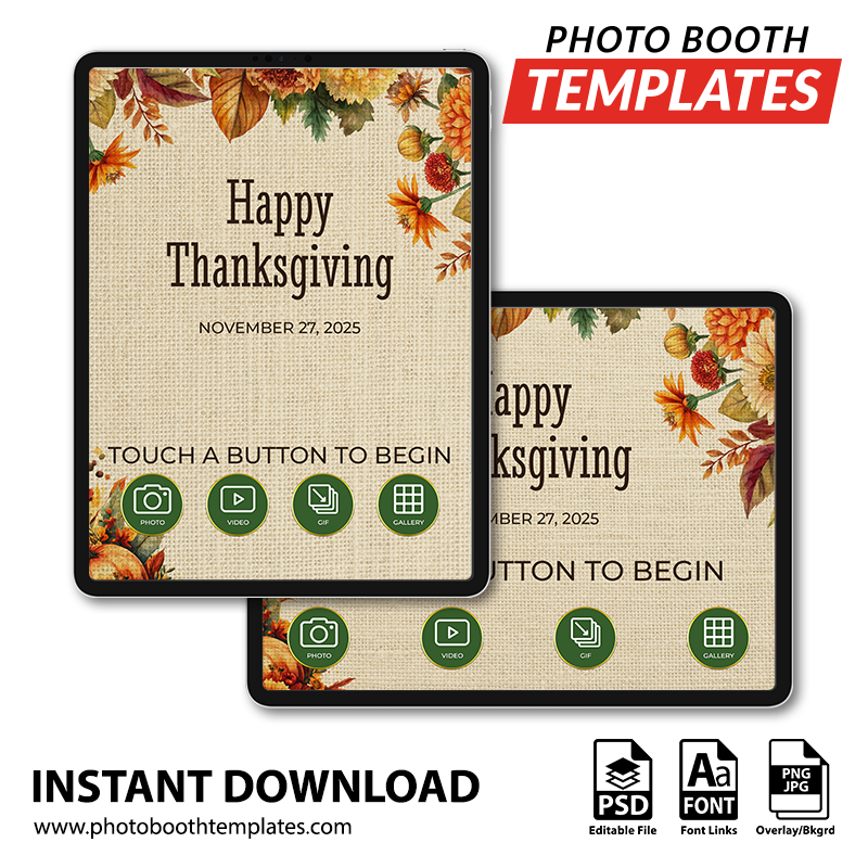 Cozy Thanksgiving IPad Welcome Screens Photo Booth Templates