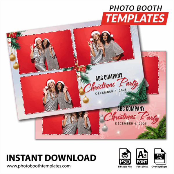 Holiday Corporate Party 3-pose Postcard Photo Booth Templates