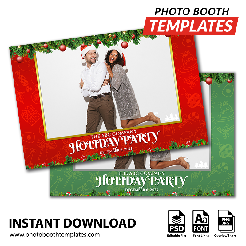 Holiday Garland Postcard Photo Booth Templates