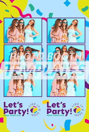 Noon Year's Eve 3-up Strips Photo Booth Templates