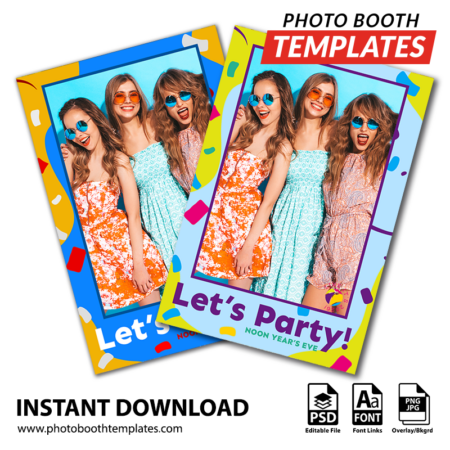 Noon Year's Eve Portrait Photo Booth Templates