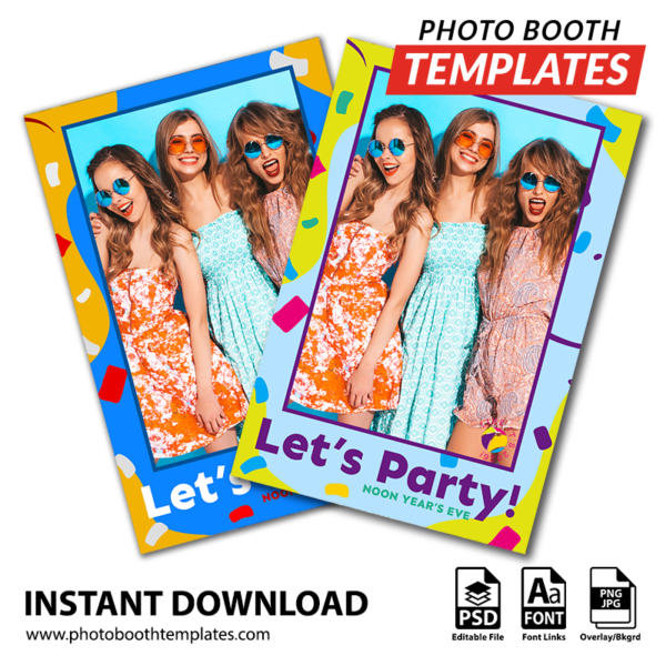 Noon Year's Eve Portrait Photo Booth Templates