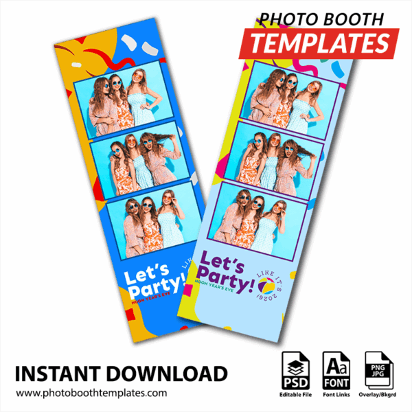 Noon Year's Eve 3-up Strips Photo Booth Templates