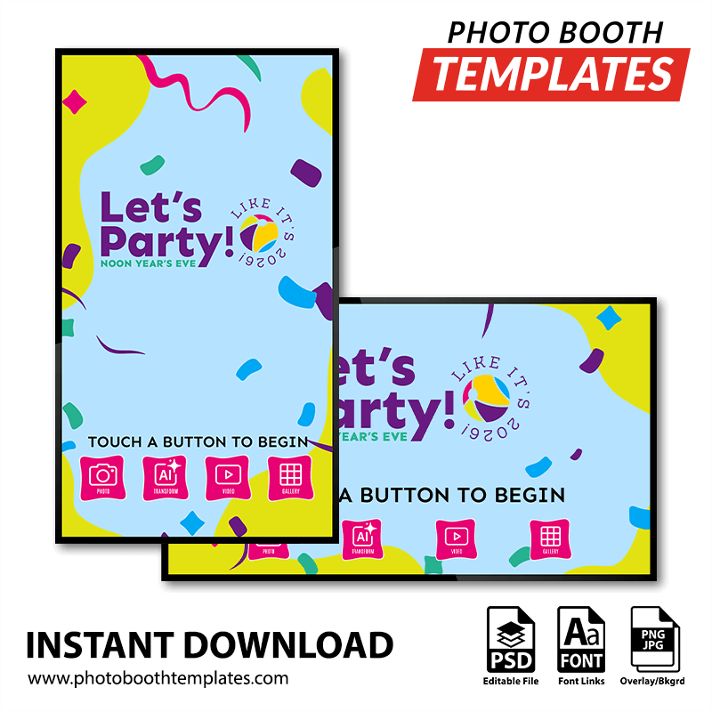 Noon Year's Eve PC Welcome Screens Photo Booth Templates