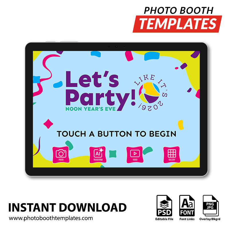 Noon Year's Eve PC Welcome Screens Photo Booth Templates